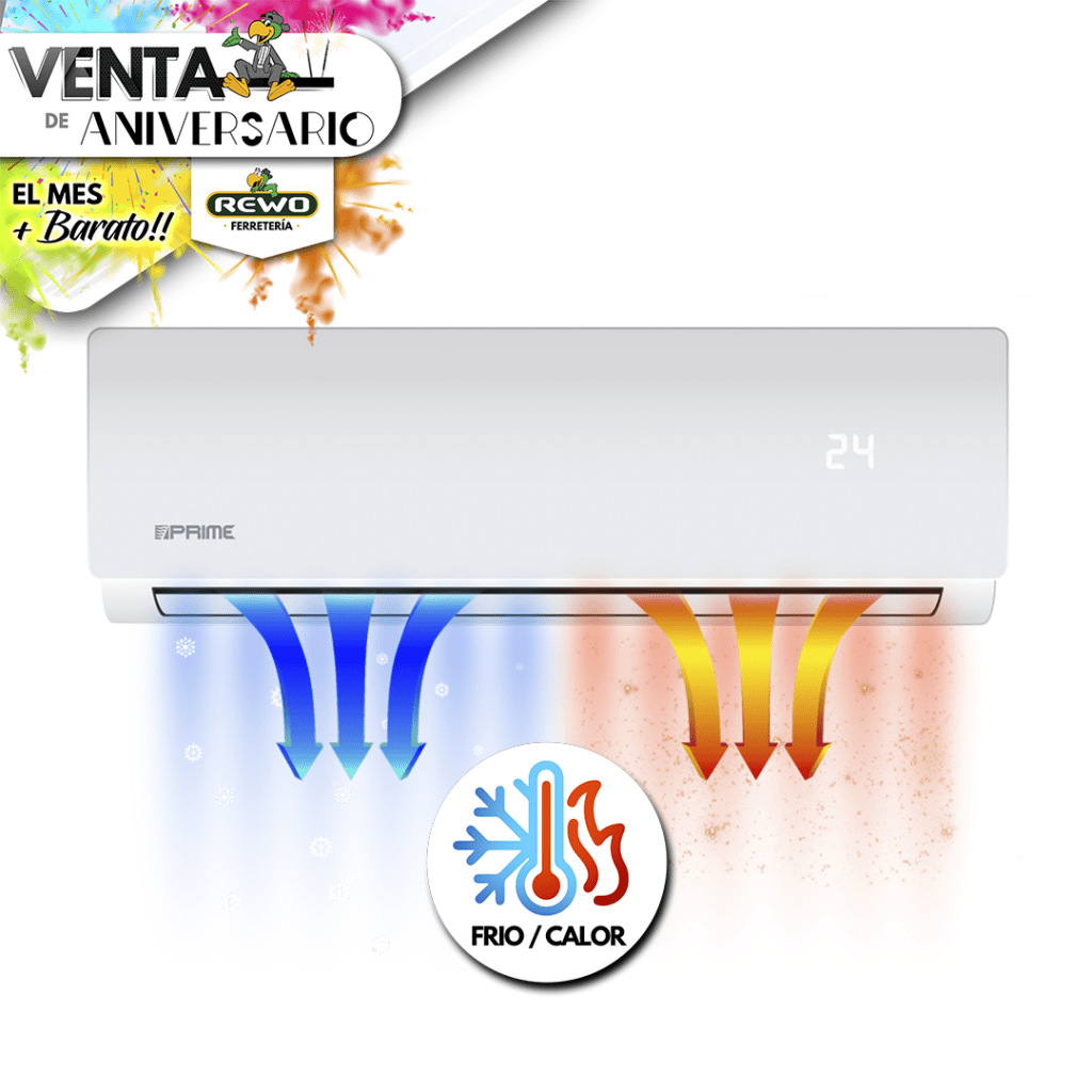 Minisplit Prime 1 Tonelada Frio/Calor 110v - Rewo Ferretería